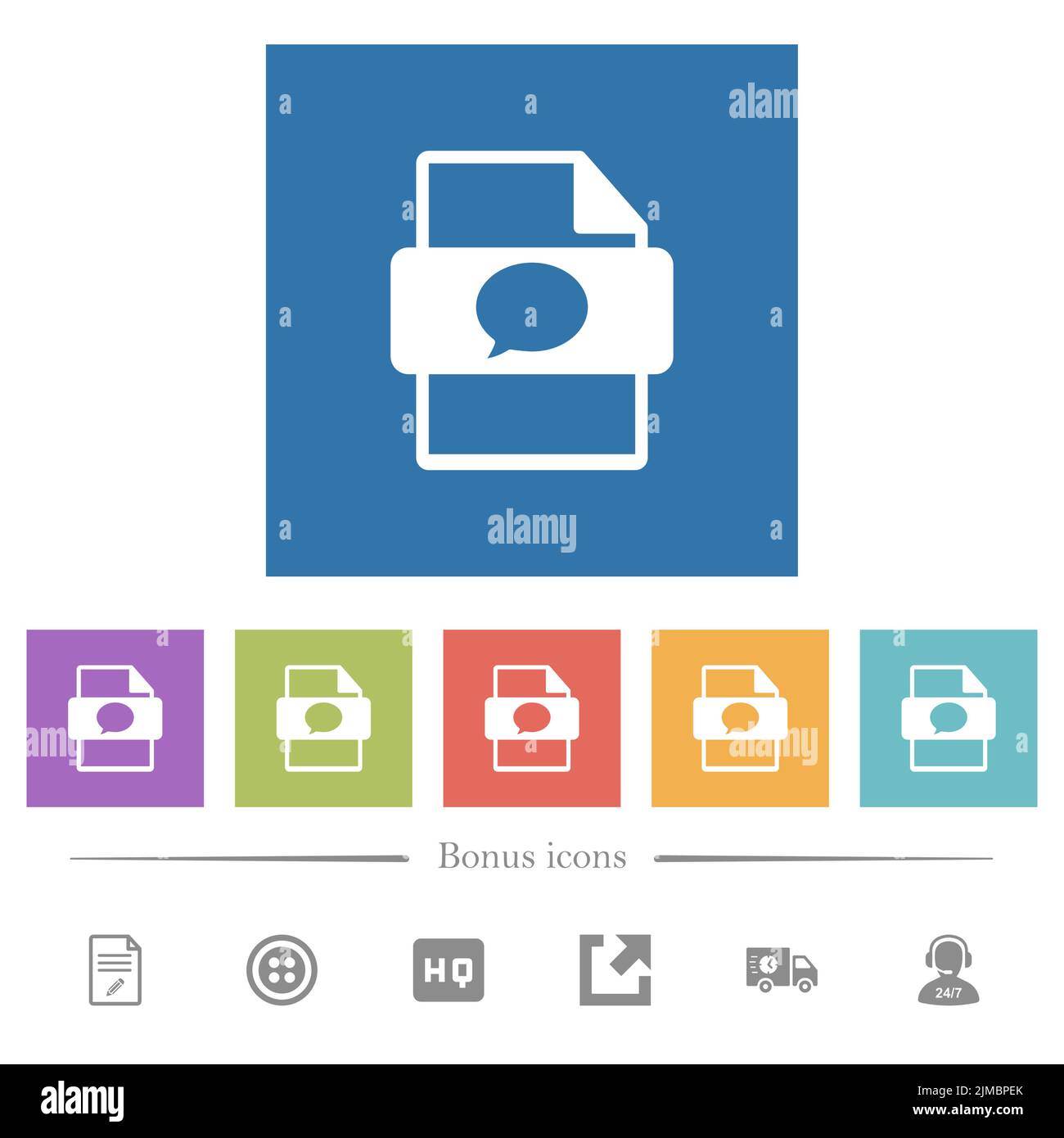 Message file type flat white icons in square backgrounds. 6 bonus icons ...