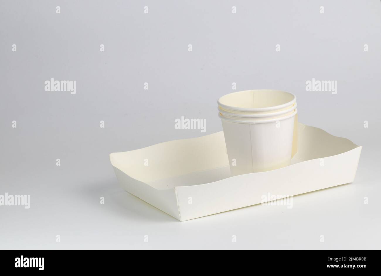 White Empty and Blank Disposable Paper or Cardboard utensil In ...
