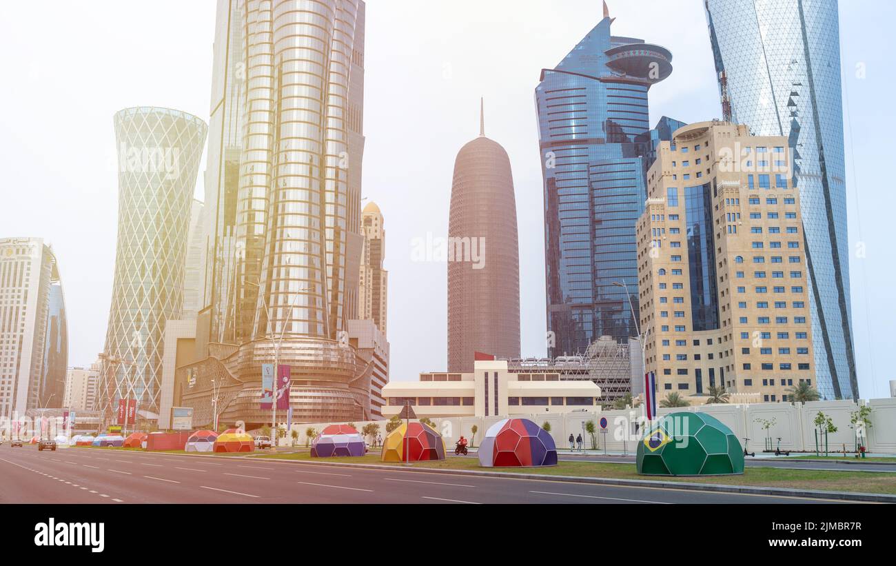 Doha, Qatar- August 05,2022 : doha city getting decorated for FIFA ...