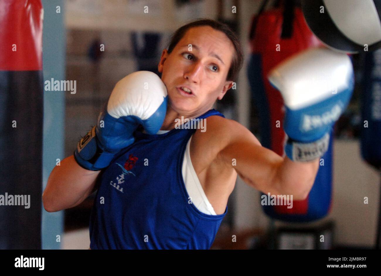 LT. LUCY ABLE GOES THROUGH HER PACES AT THE ROYAL NAVY BOXING GYM AT ...