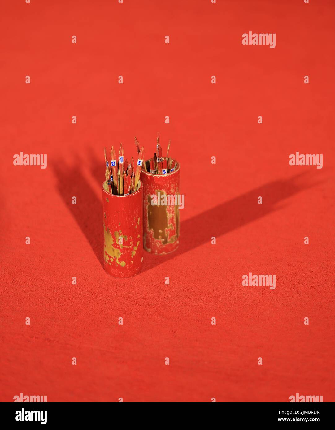 fortune stick for the advice from the God on red carpet. Fortune sticks ...