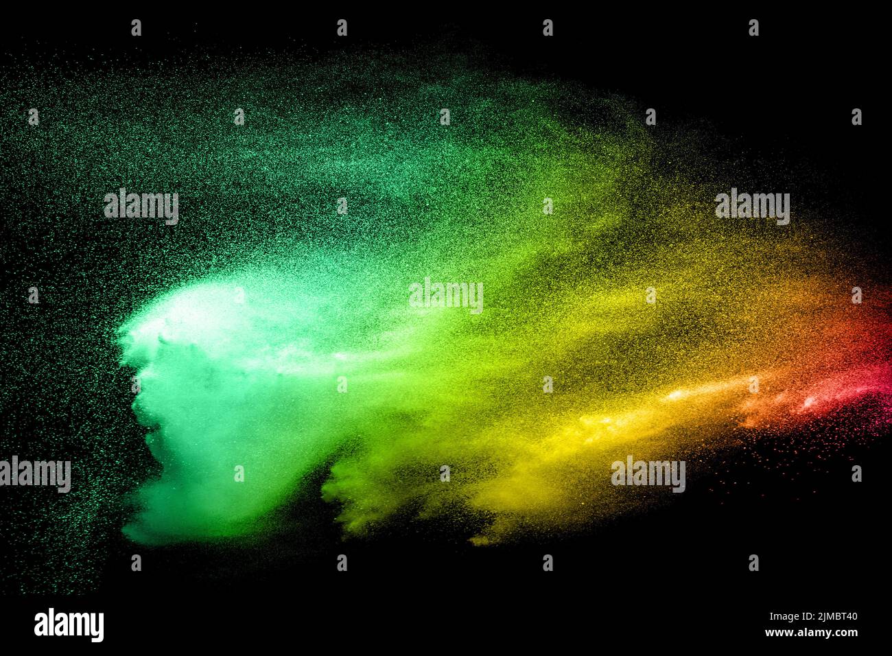 Launched colorful powder on black background.Color powder explosion ...