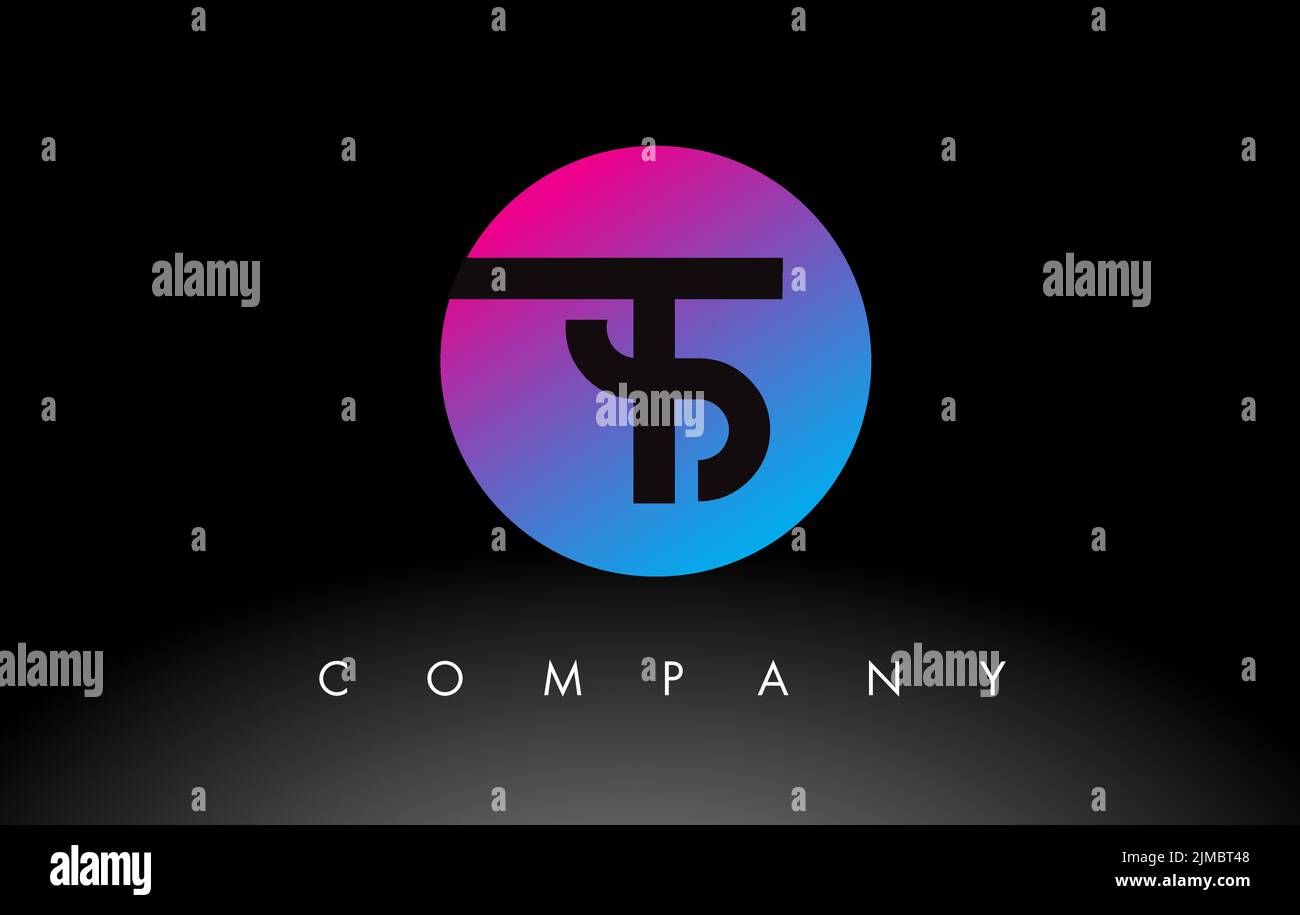 TS Letter Logo Design Icon with Purple Neon Blue Colors and Circular ...