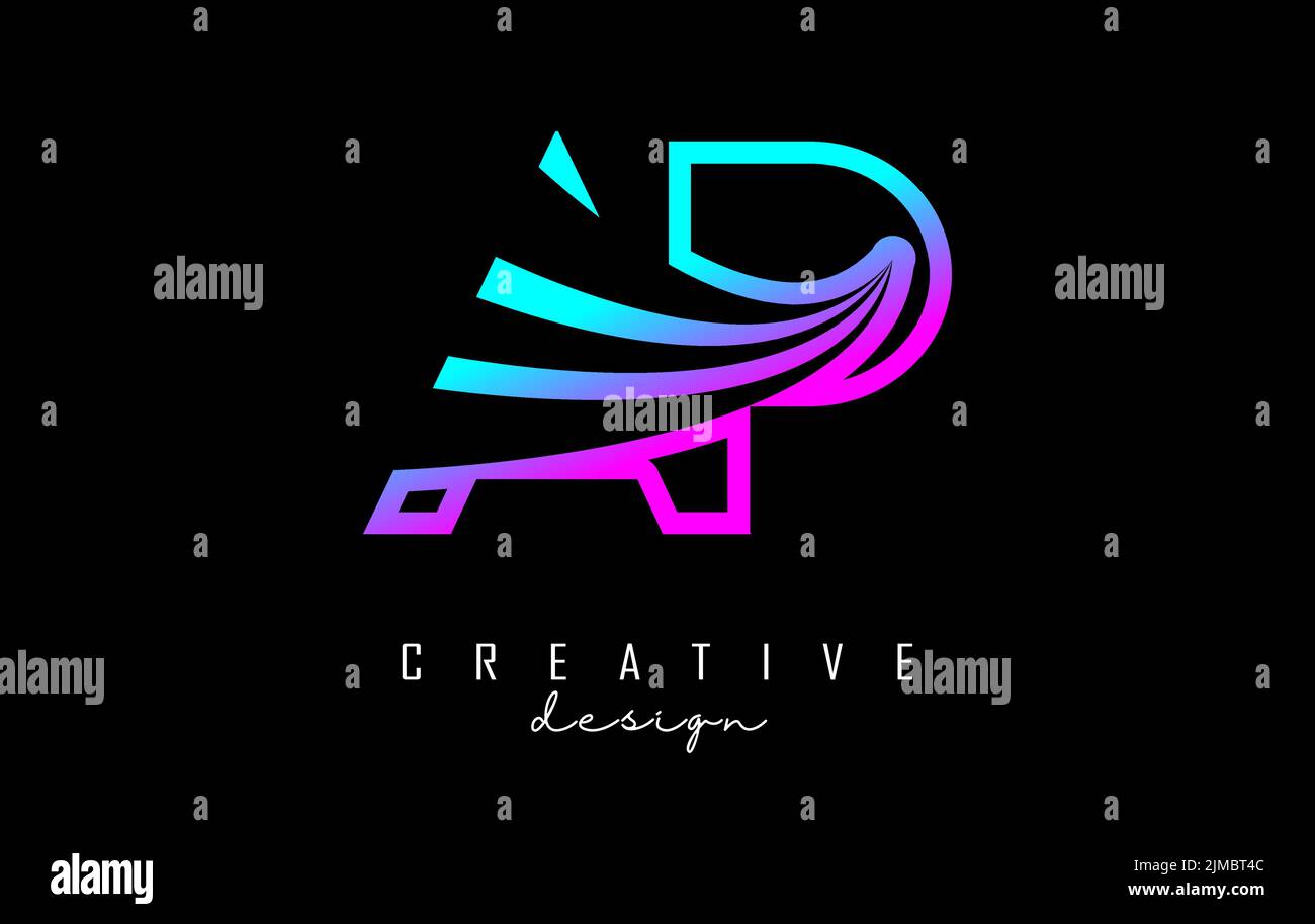 Outline colorful leading lines letters AP a p logo with road concept ...