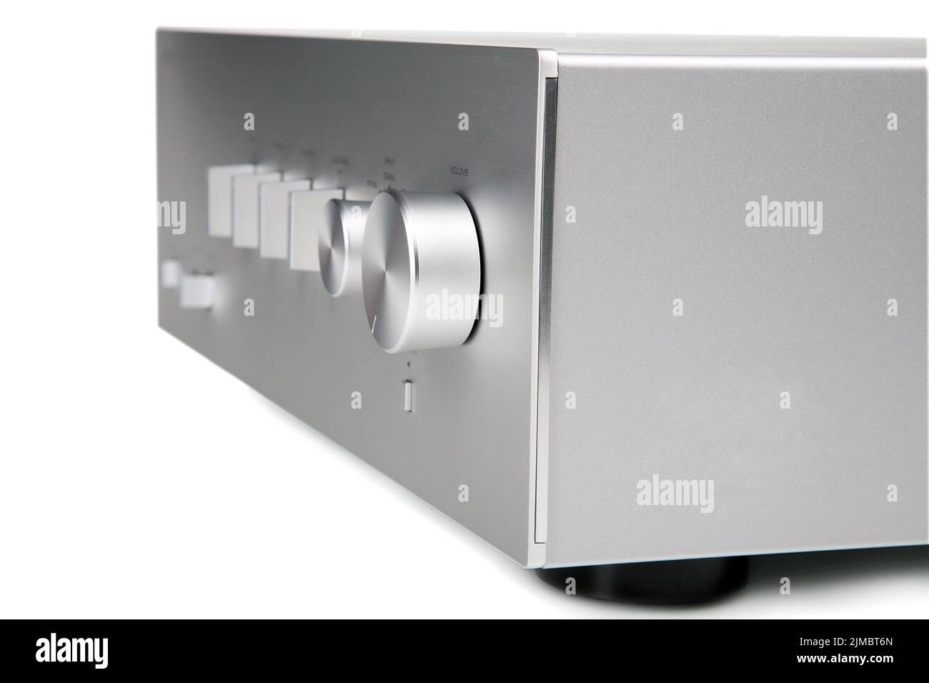 Music amplifier closeup isolated on white background Stock Photo - Alamy