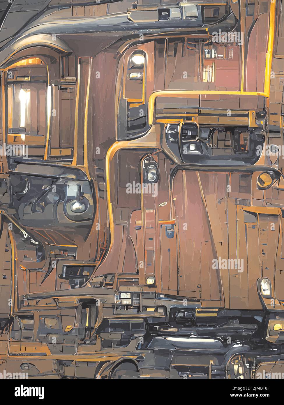 painted picture of an old rusty industrial machine Stock Vector Image ...