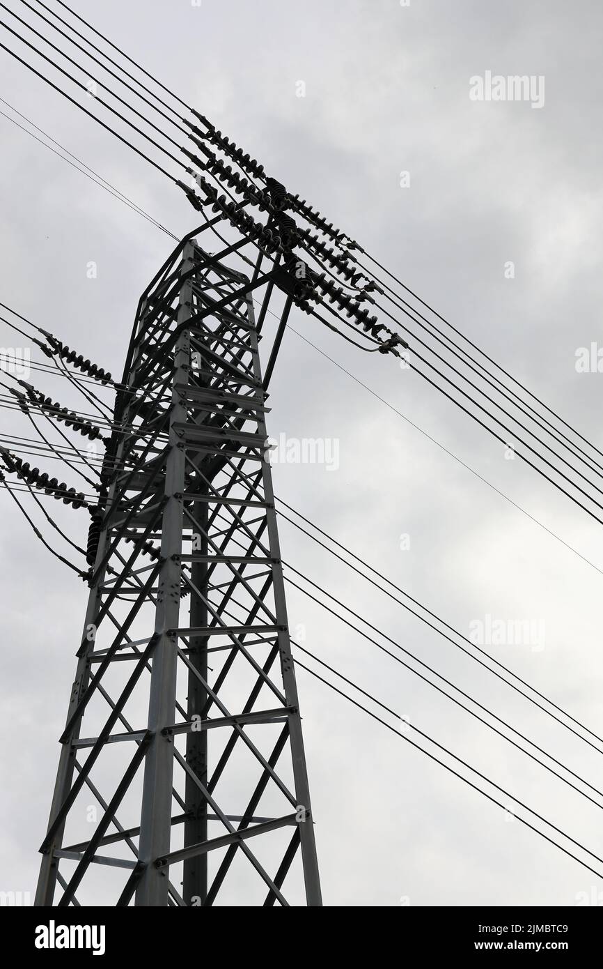 The electric pole,The electric post show with high voltage construction ...