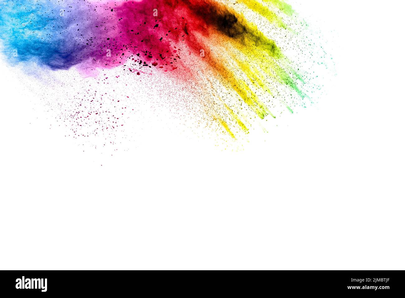 Launched colorful powder on black background.Color powder explosion ...