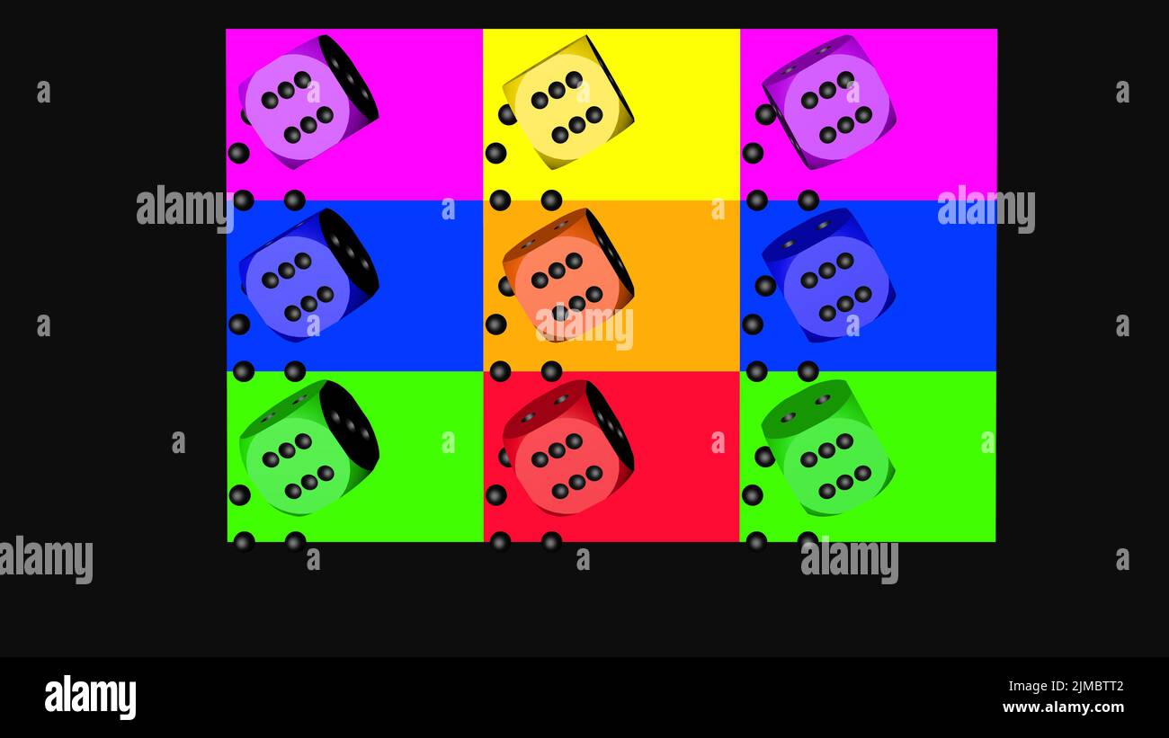 Rainbow Color Dice, 3D Rendering on Black Stock Photo - Alamy
