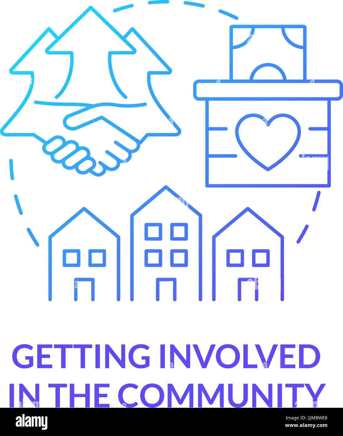 Getting involved in community blue gradient concept icon Stock Vector ...