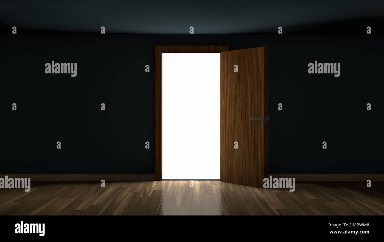 Door opened from an empty room outside Stock Photo - Alamy