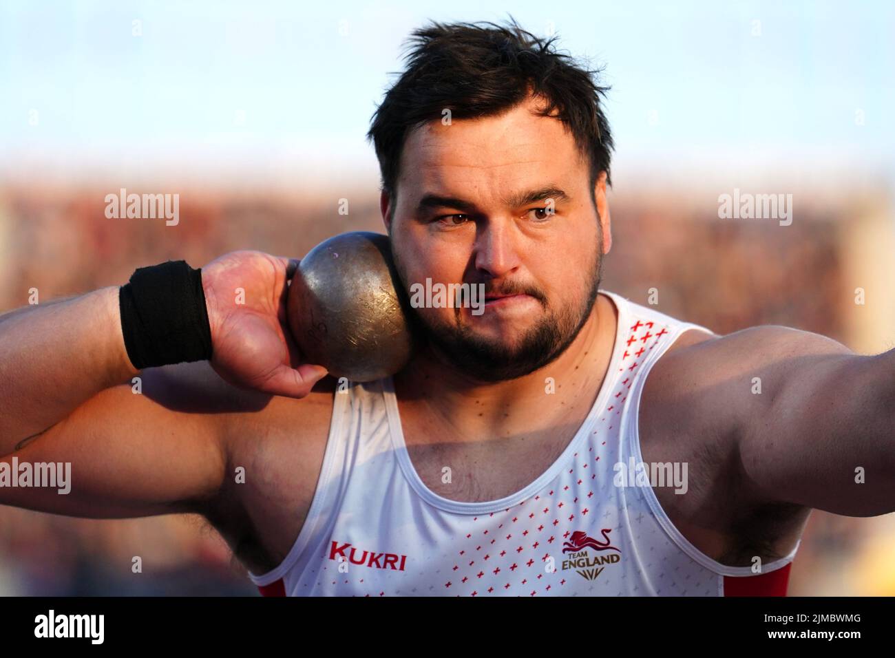 England’s Scott Lincoln in action during the Men’s Shot Put Final at ...