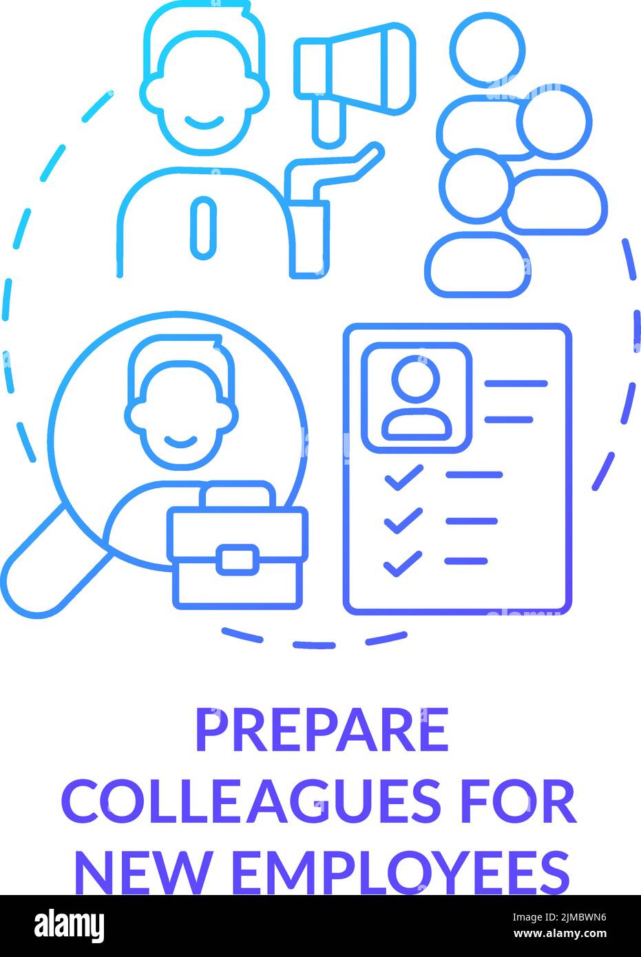 Prepare colleagues for new employees blue gradient concept icon Stock ... Prepare colleagues for new employees blue gradient concept icon Stock ...