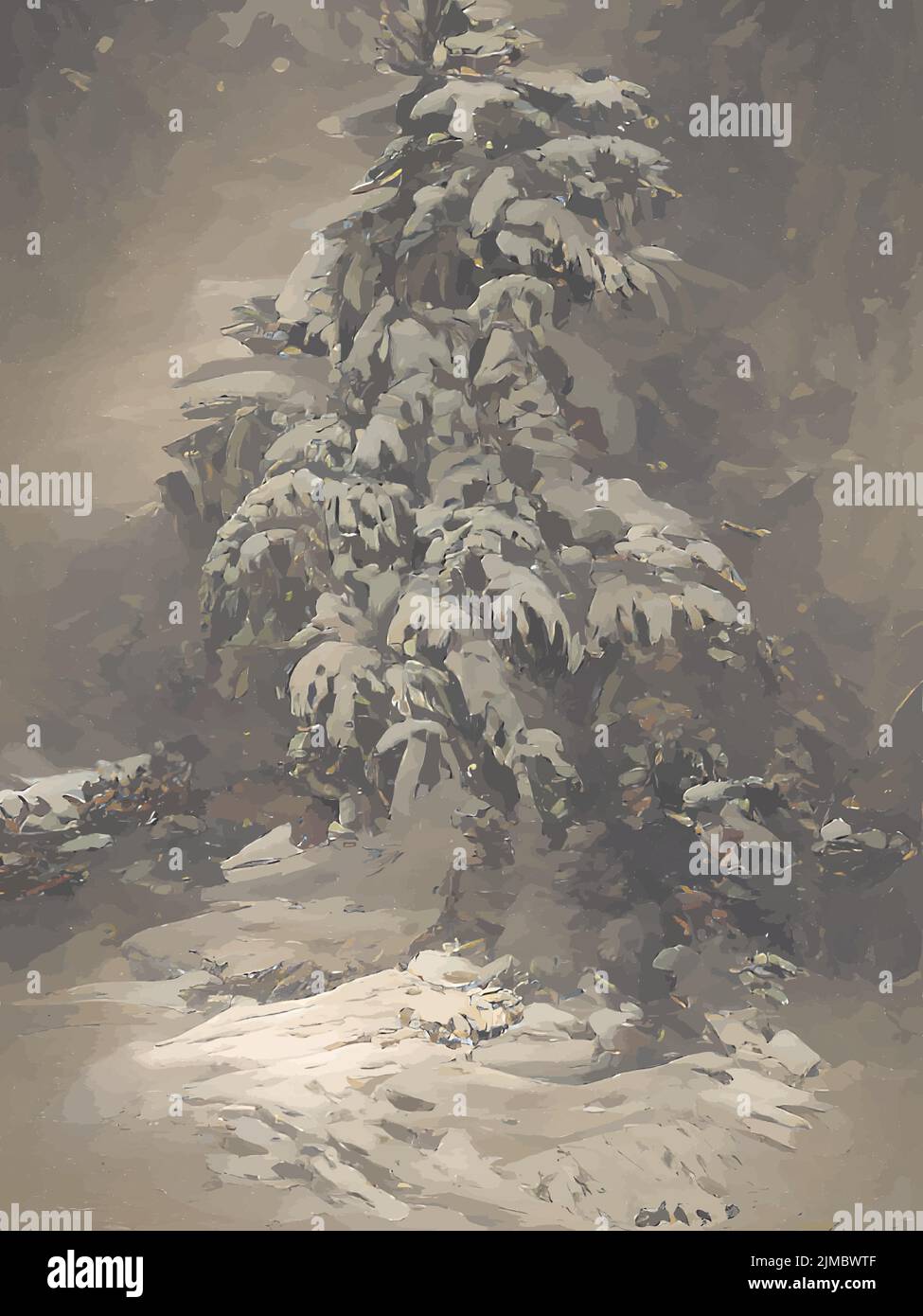 christmas tree in snow in winter Stock Vector Image & Art - Alamy