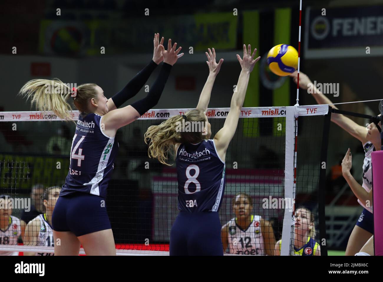 ISTANBUL, TURKEY - MARCH 13, 2022: Kelsey Veltman and Nazli Eda Kafkas ...