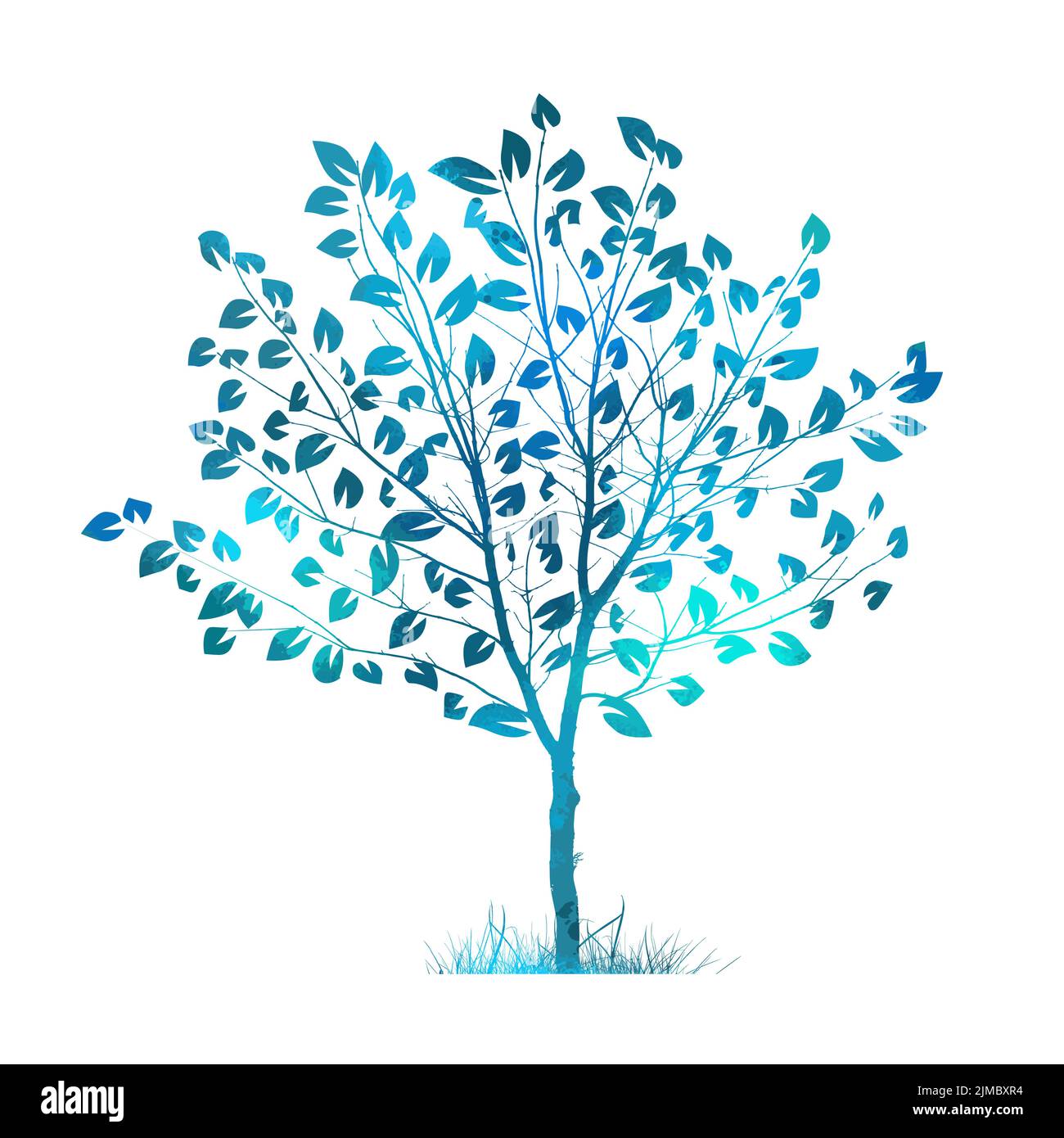 Blue tree with leaves. Vector illustration Stock Vector Image & Art - Alamy