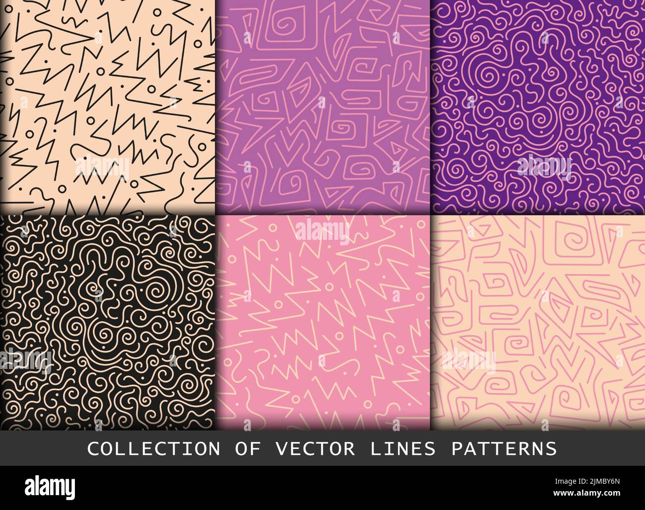Collection of swatches memphis lines patterns Stock Vector Image & Art ...