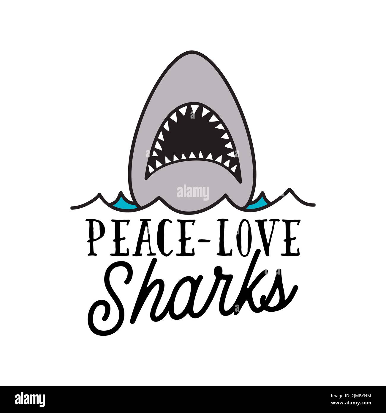 Peace Love Sharks text and image on white background Stock Vector Image ...