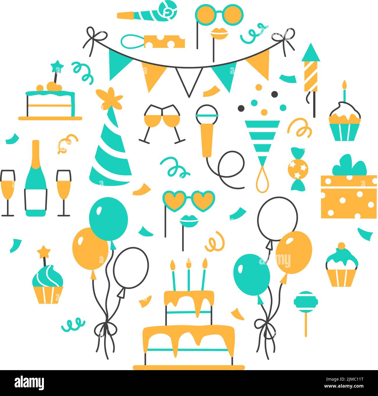 Event service circle concept. Birthday party Stock Vector Image & Art ...