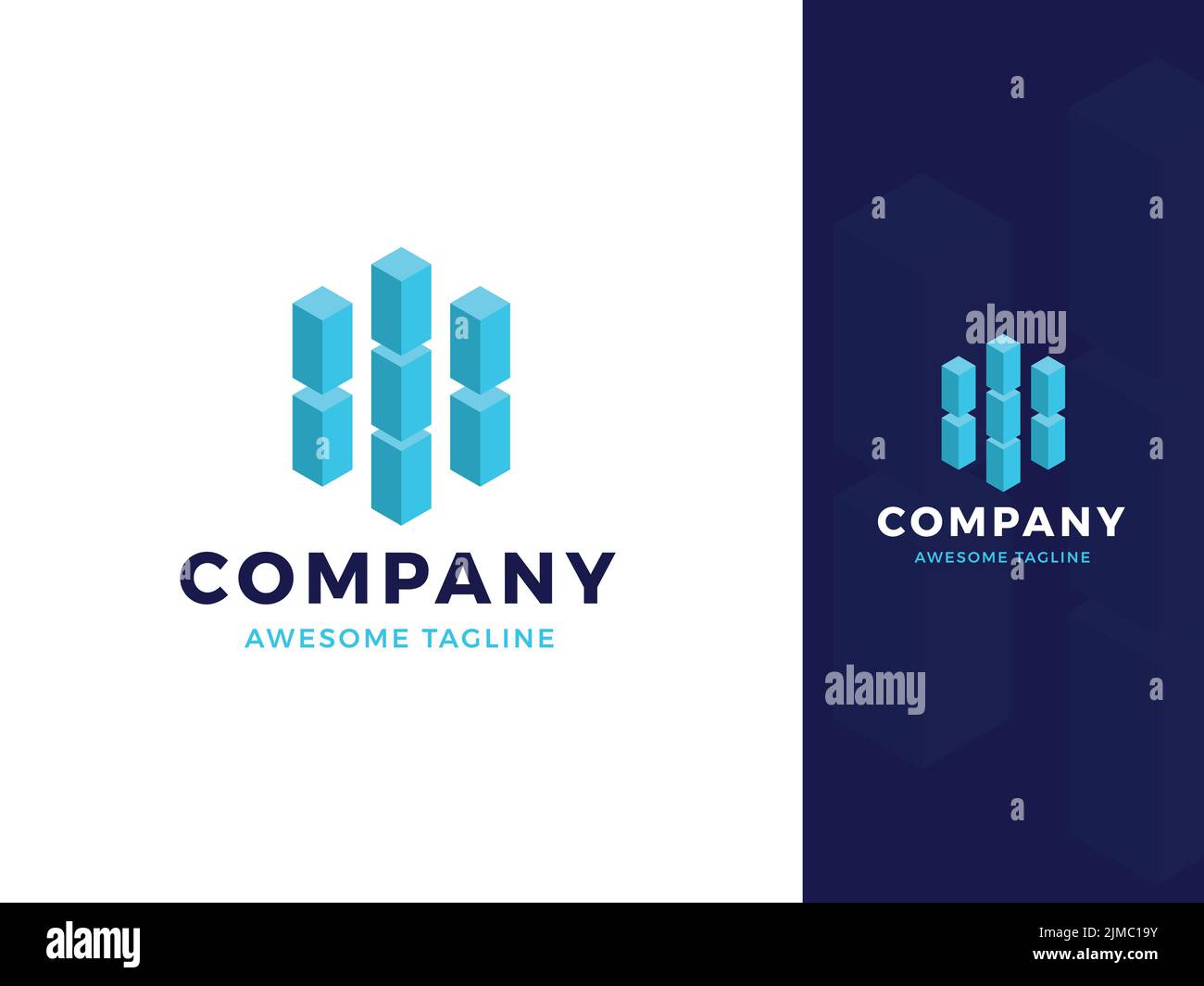 A blue and white, logo design and template, useful for real estate ...