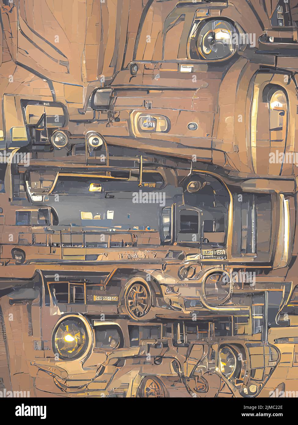 painted picture of an old rusty industrial machine Stock Vector Image ...