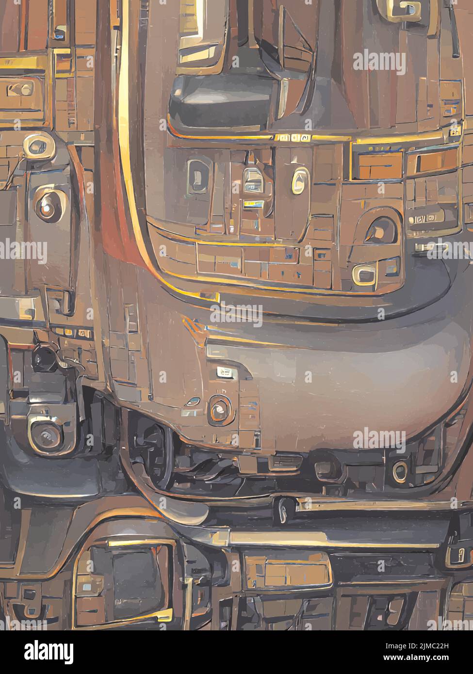 painted picture of an old rusty industrial machine Stock Vector Image ...