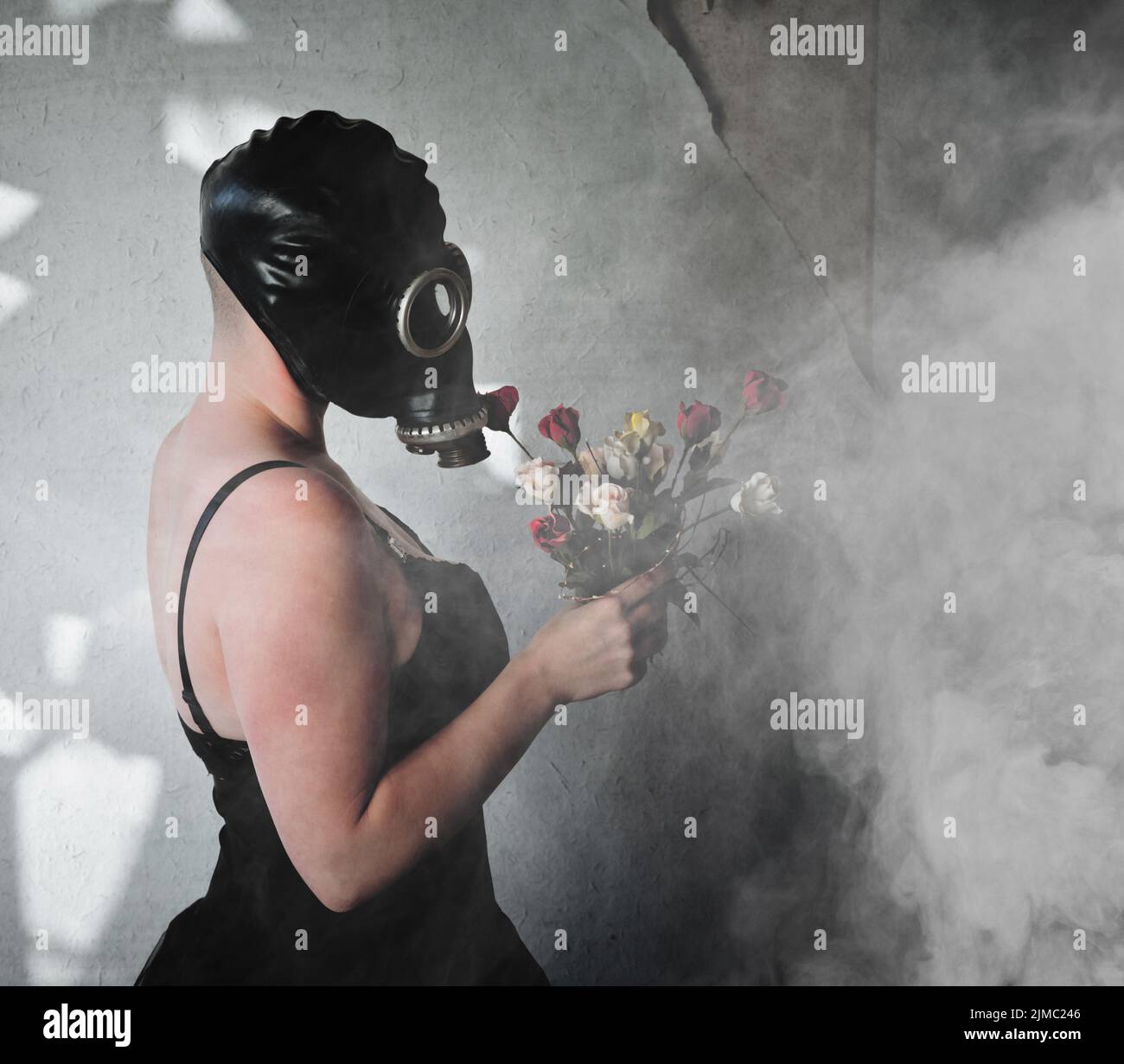 Woman gas mask flower hi-res stock photography and images - Alamy