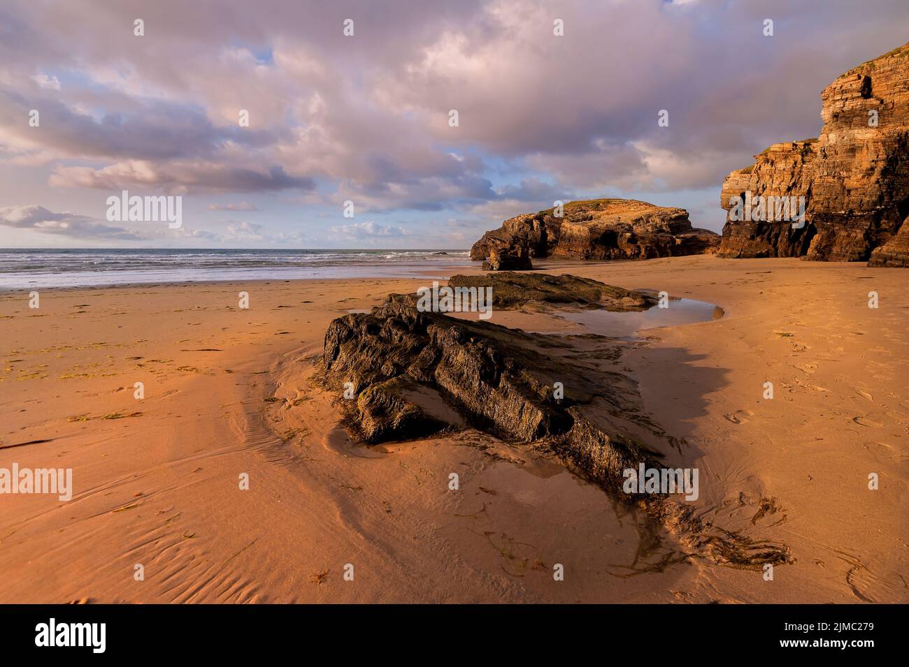 Beauty Atlantic coast with cliff,beach,ocean and sky with clouds Stock ...