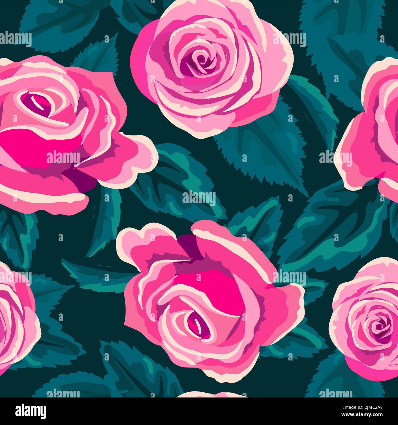 Pink roses seamless pattern. Vector illustration Stock Vector Image ...