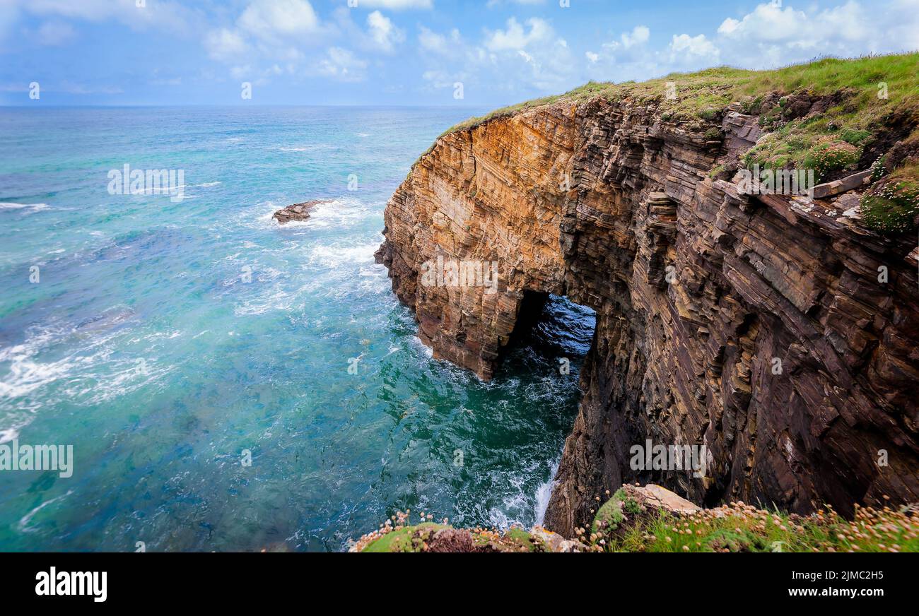 Landscape of sea, cliff blue sky with clouds Stock Photo - Alamy