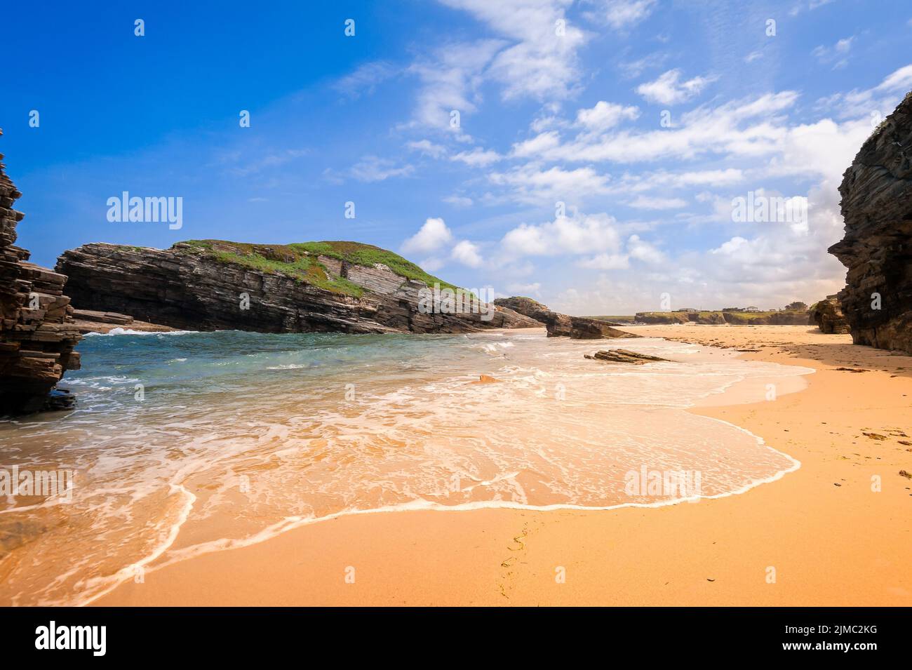 Beauty Atlantic coast with cliff,beach,ocean and sky with clouds Stock ...