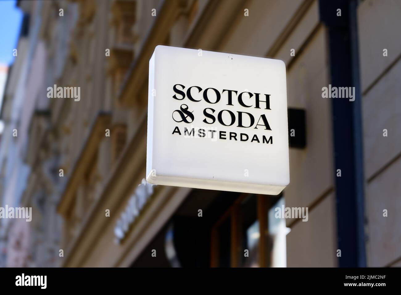 Cologne, Germany, August 03, 2022: Scotch&Soda advertising sign at ...