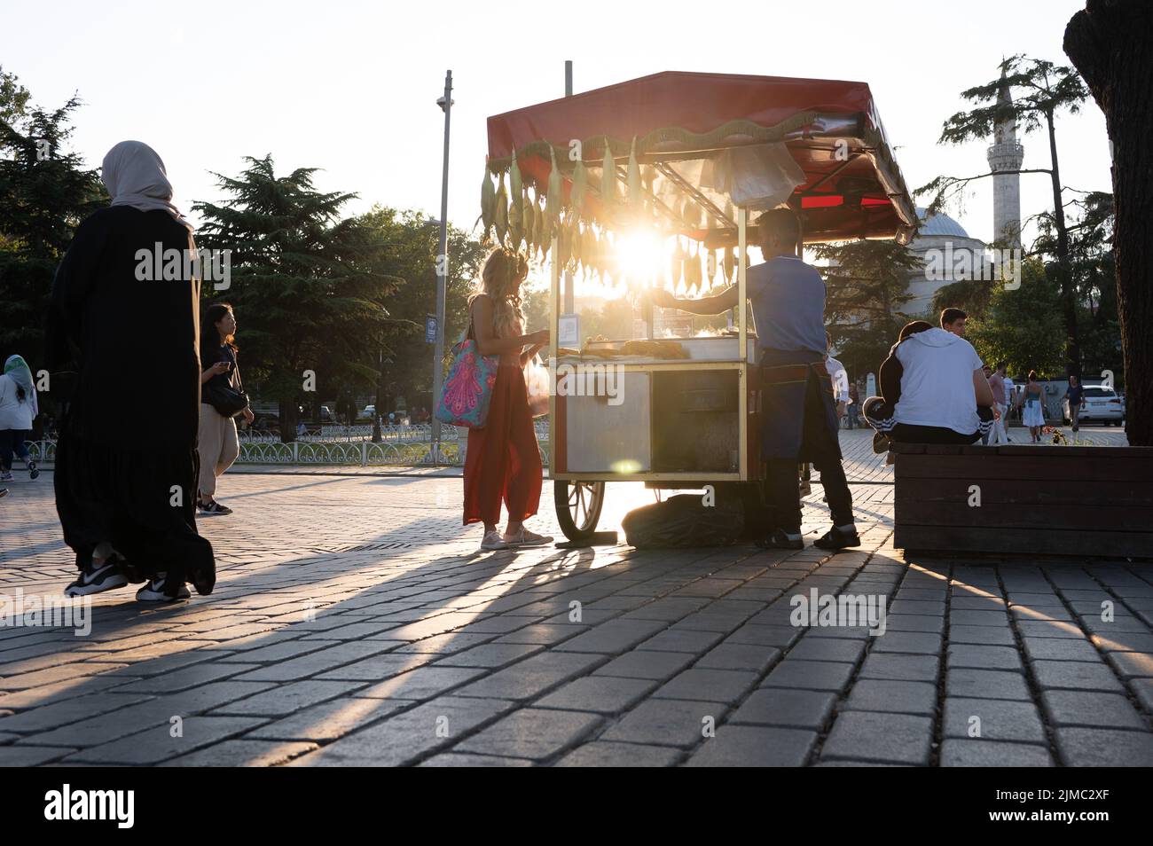Istanbul, Turkey. 01st July, 2022. A man sells corn on the cob in the ...