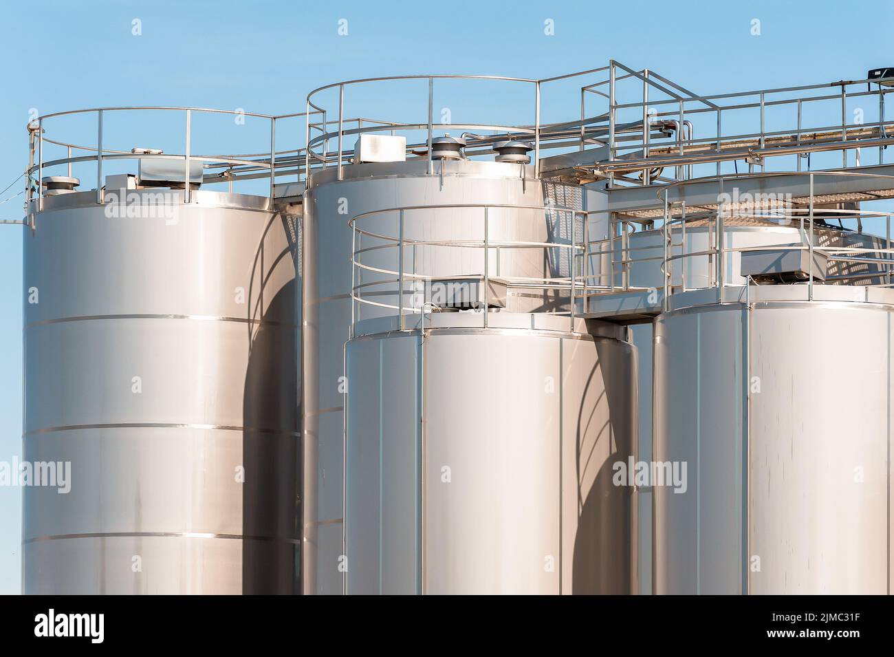 Stainless steel silos Stock Photo - Alamy