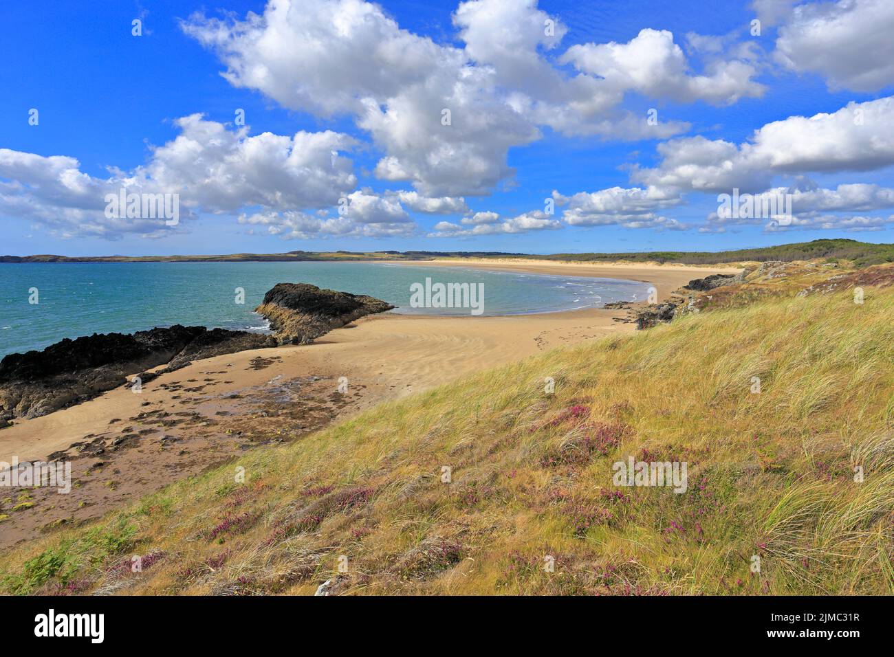 Malltraeth Bay and Traeth Penrhos beach from Llanddwyn Island, Ynys ...