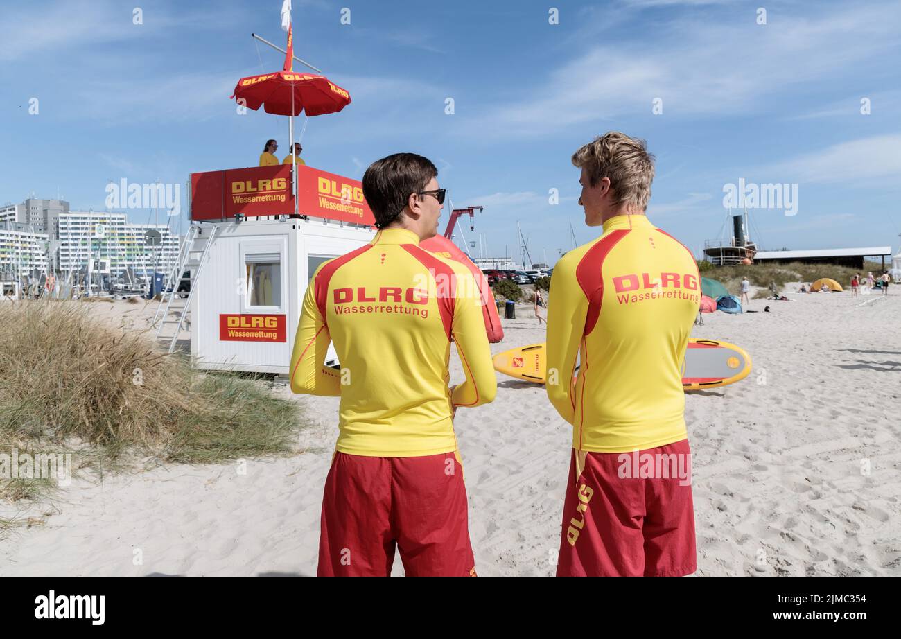 Damp, Germany. 04th Aug, 2022. Two water rescuers of the German Life ...