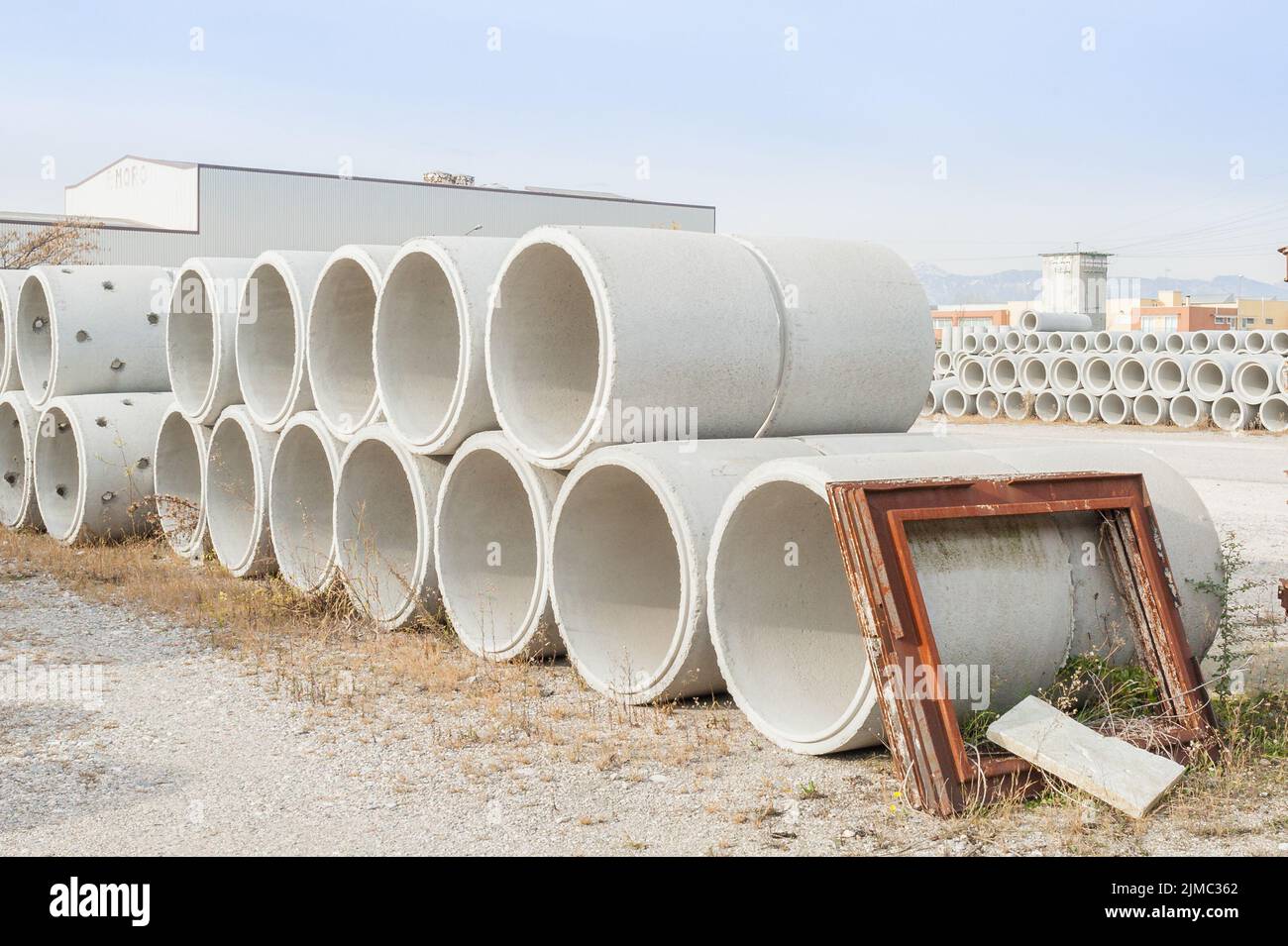 Pipe of cement for the building trade Stock Photo - Alamy