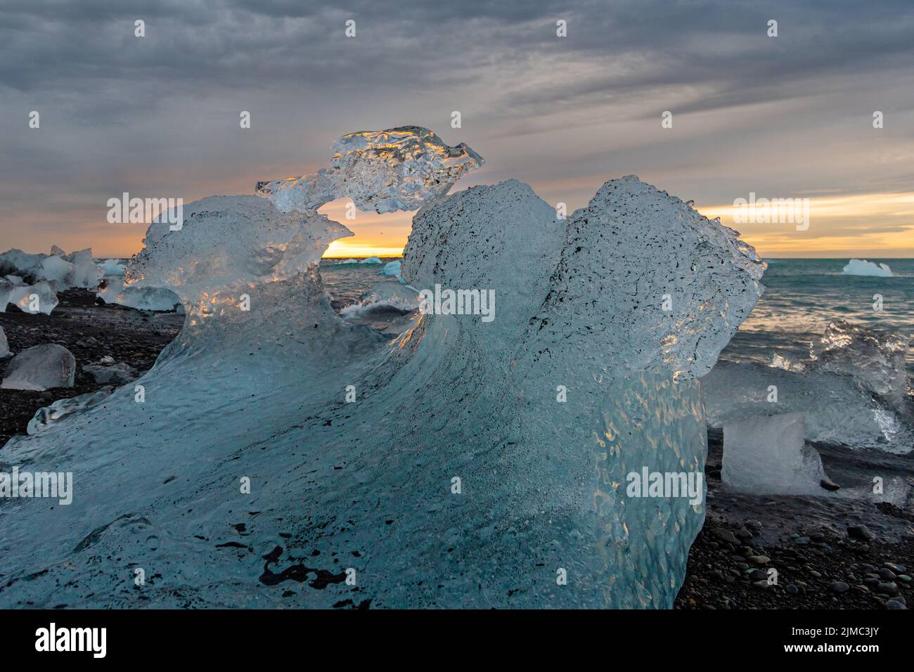 Sunrise at the beautiful diamond beach in Iceland Stock Photo - Alamy