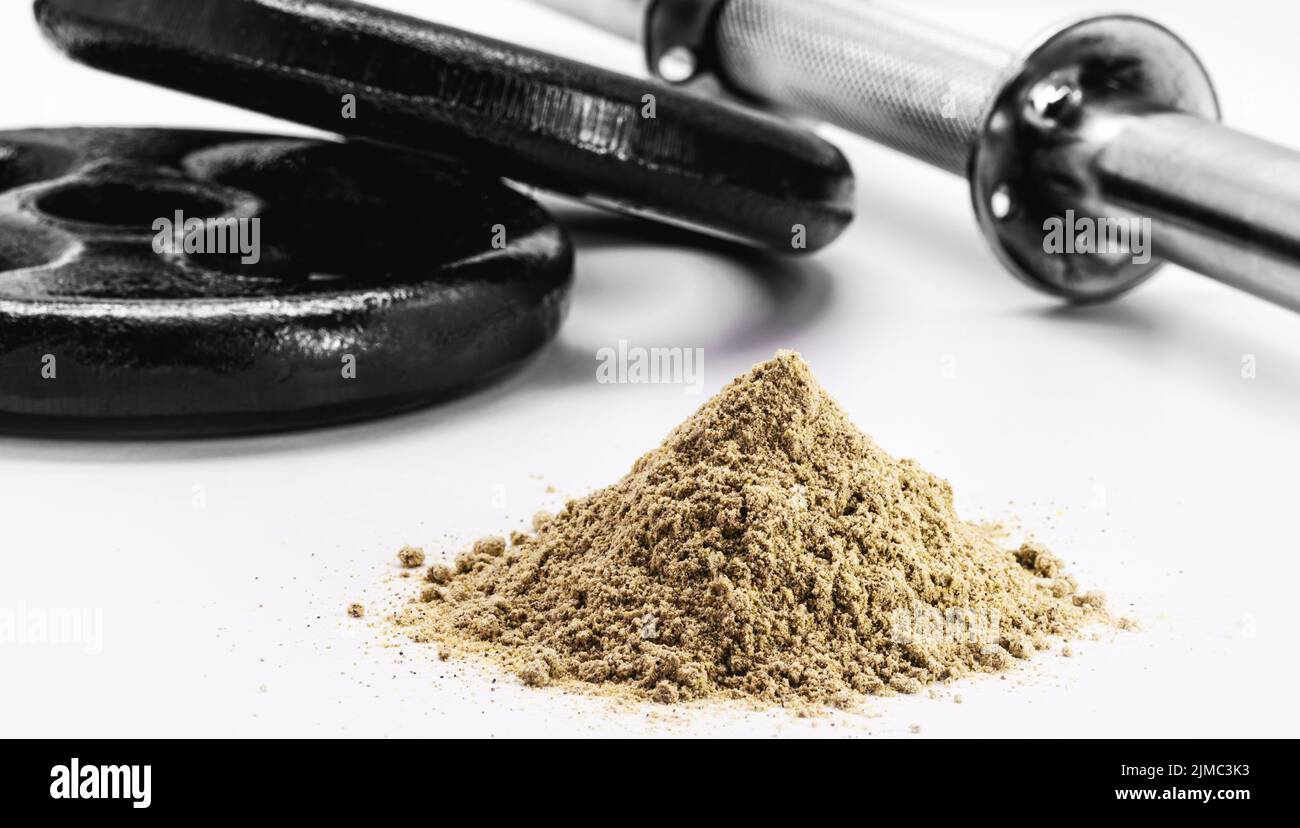 Creatine, food supplement to strengthen muscle fibers, with weight for ...