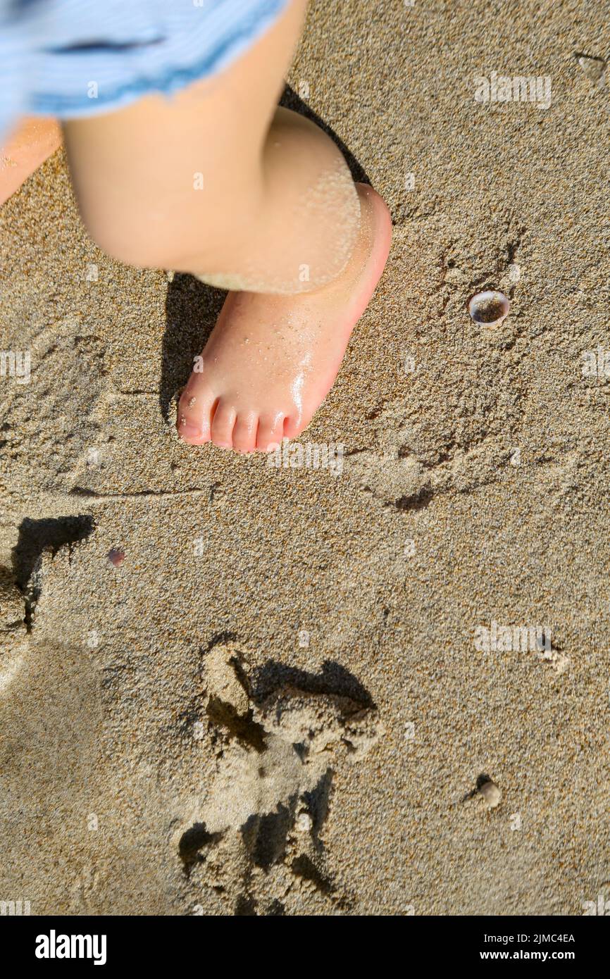 Children's foot sand Stock Photo - Alamy