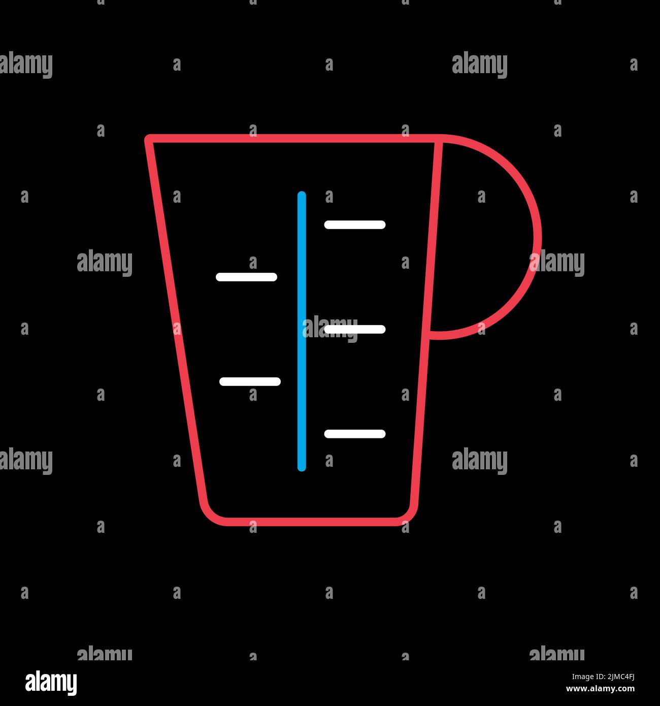 Measuring cup, beaker vector isolated on the black icon. Kitchen ...