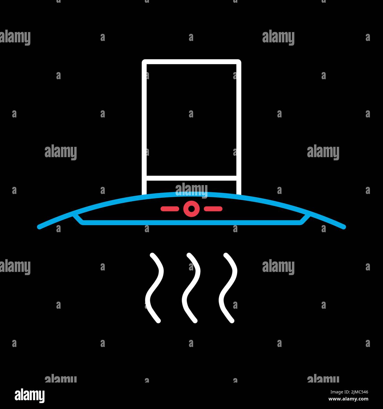 Kitchen hood vector isolated on the black icon. Electric kitchen ...