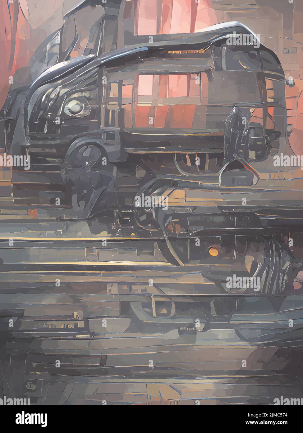 painted picture of an old rusty industrial machine Stock Vector Image ...