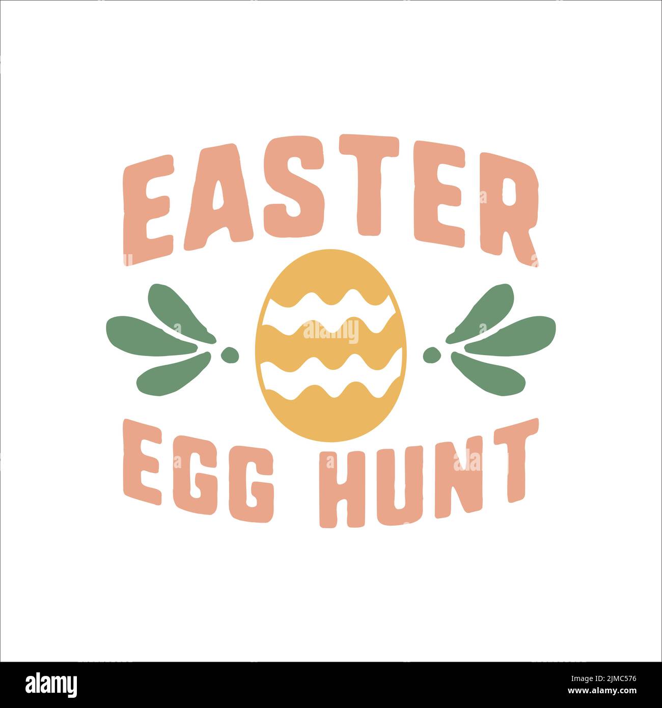 Vector illustration of egg and plant leaves with inscription Easter Egg ...
