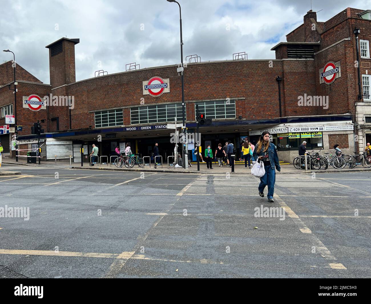 An exterior view of Wood Green underground station in north London ...