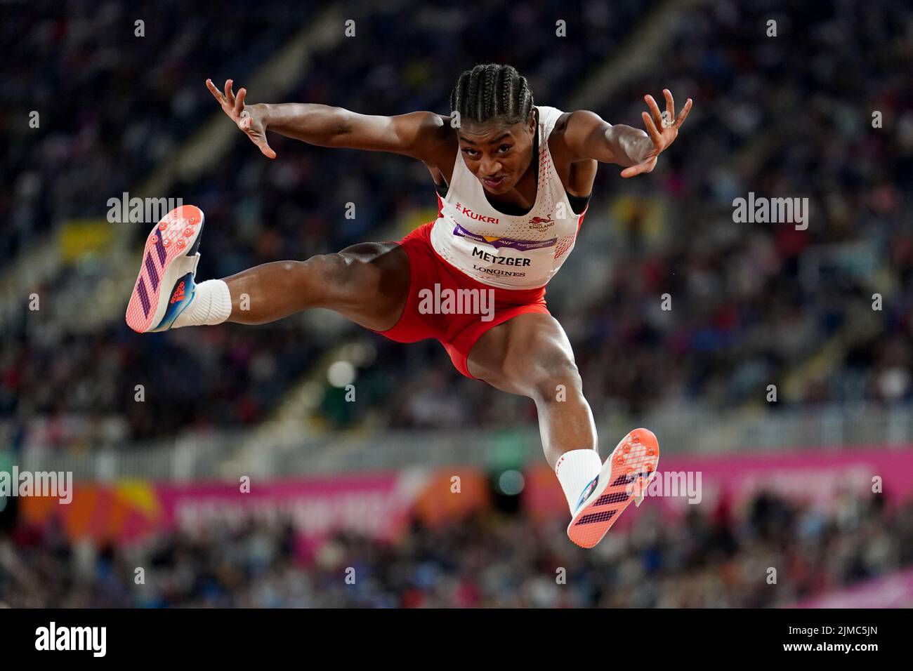 England’s Naomi Metzger in action during the Women’s Triple Jump Final ...