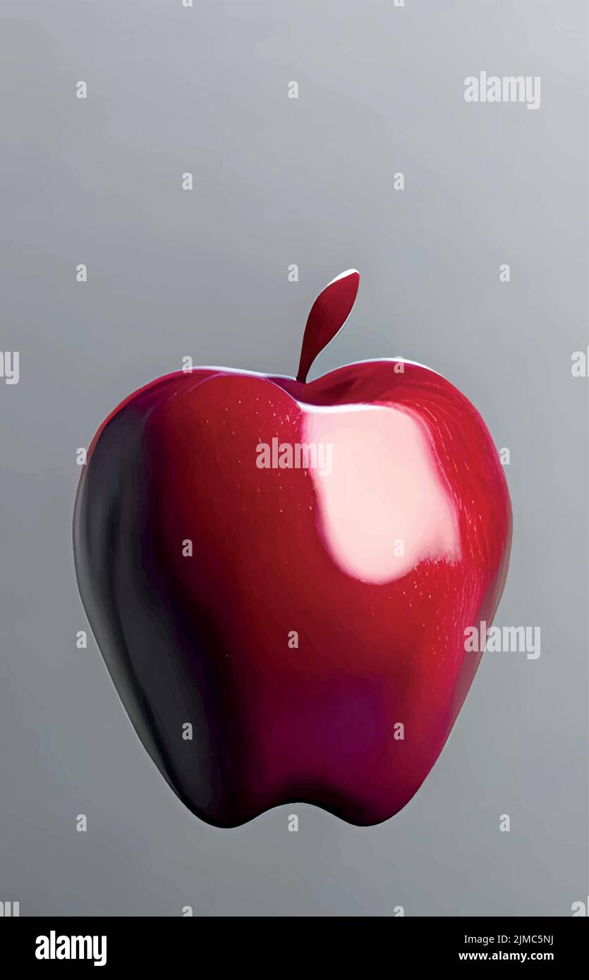 A bright red apple isolated on gray background Stock Vector Image & Art ...