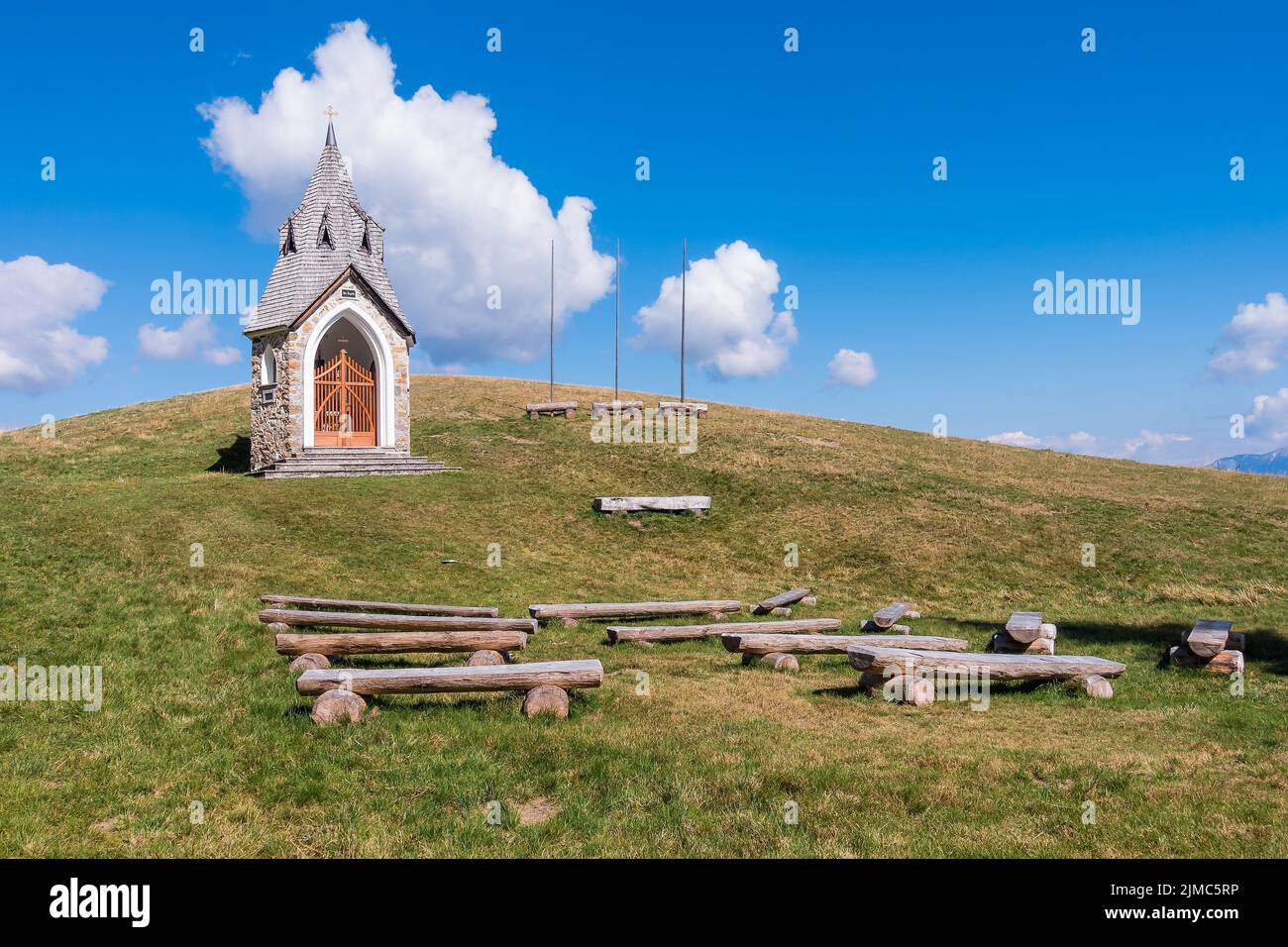 The little church on mountain small village. Religion building Stock ...