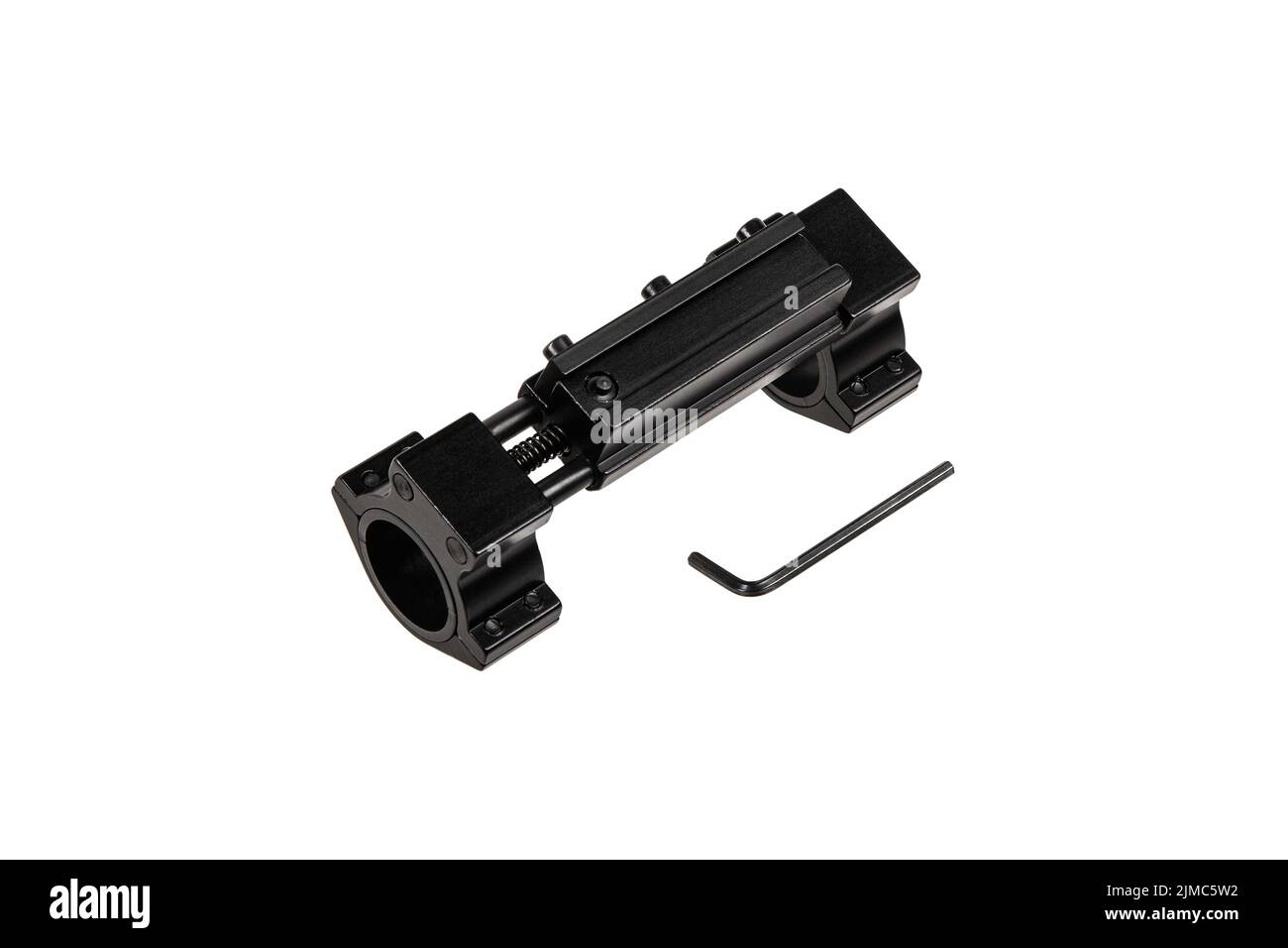 Quick disconnect mount made for holding a scope on a rifle isolated on ...