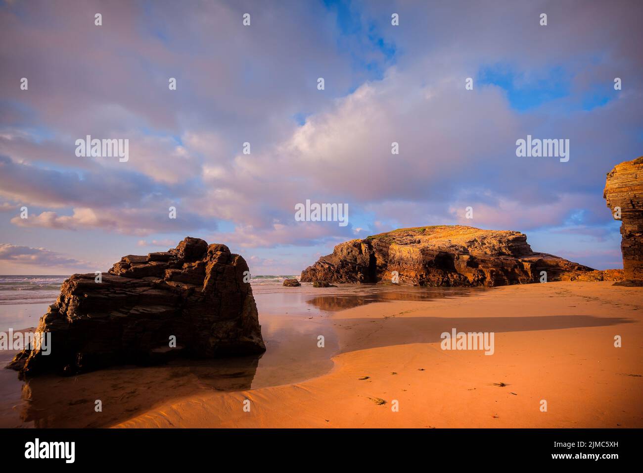 Beauty Atlantic coast with cliff,beach,ocean and sky with clouds Stock ...